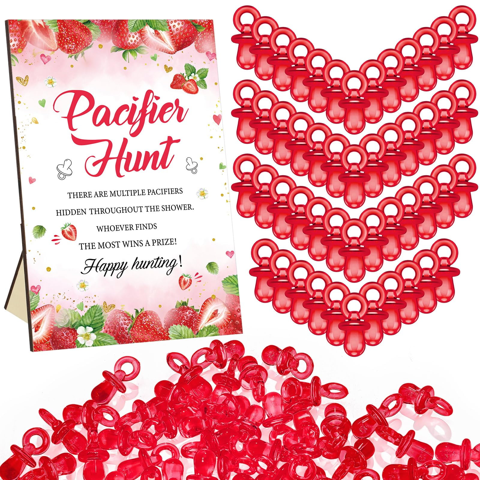 50 Acrylic Pacifiers with Hunt Sign for Shower Games, Gender Reveal ...