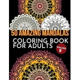 50 Amazing Mandalas Coloring Book for Adults, Volume 9, (Paperback ...