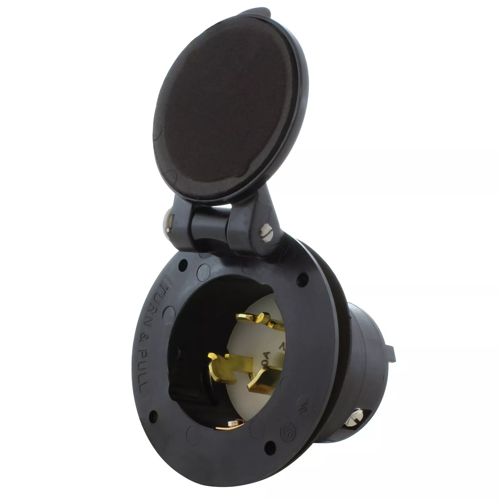 50 Amp 125/250 Volt CS6375 4-Prong Locking Male Plug Inlet With Front ...