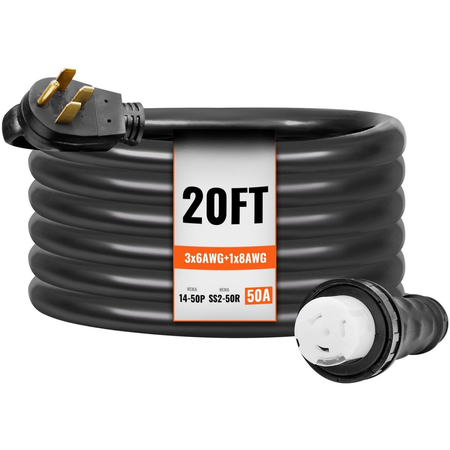 50 Amp Generator Cord and Power Inlet Box Kit 20FT NEMA 14-50P/SS2-50R ...