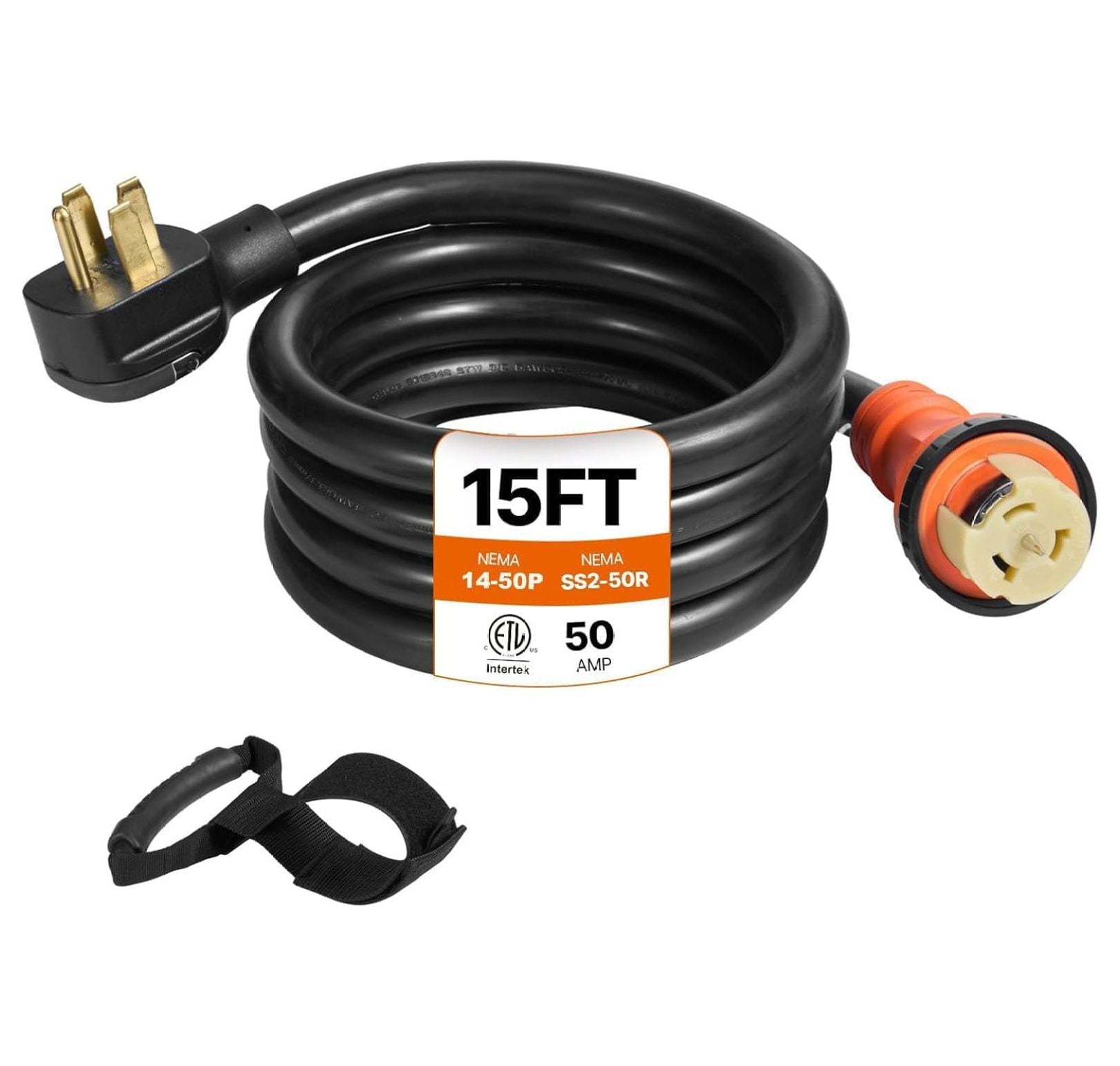 50 Amp Generator Extension Cord 15 Feet, Heavy Duty 6/3+8/1 AWG NEMA 14 ...