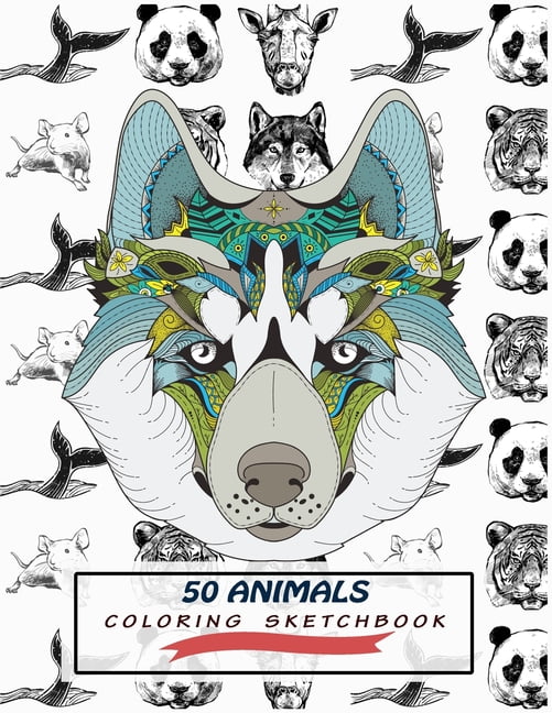 50 Animals Coloring Sketchbook: Color And Draw 50 Animals Including ...