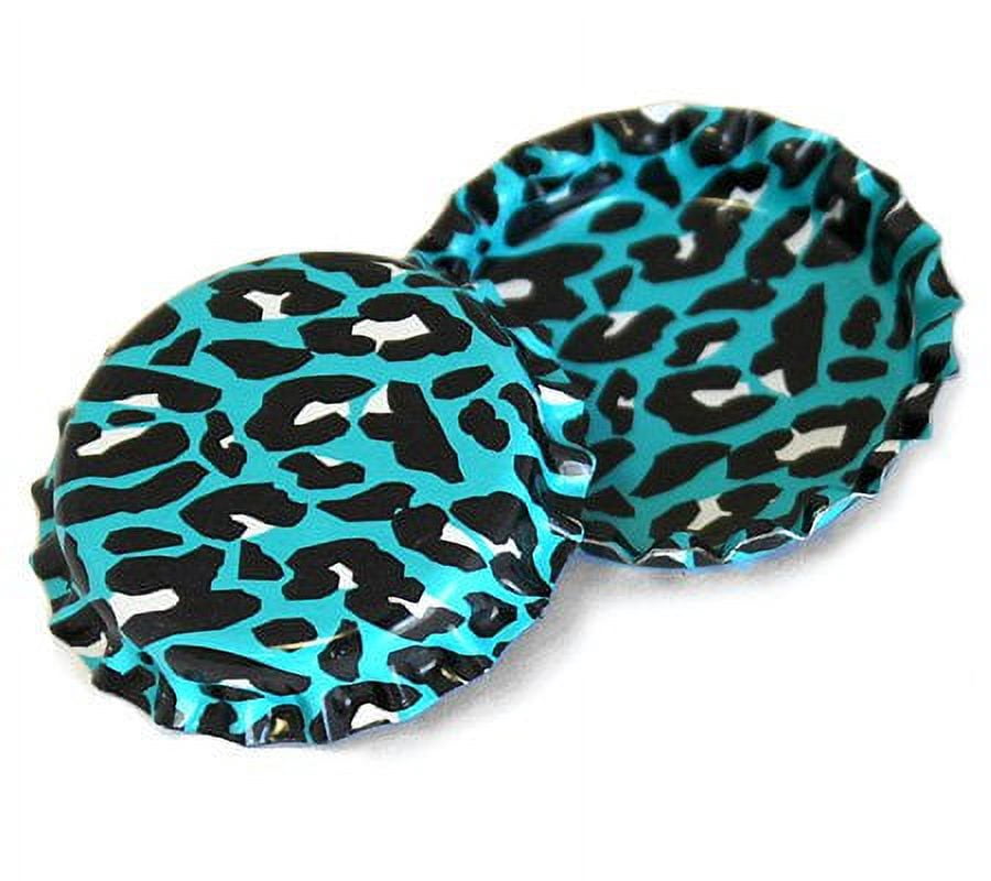 50 Aqua Blue Cheetah Safari Bottle Caps Colors Craft Linerless ...
