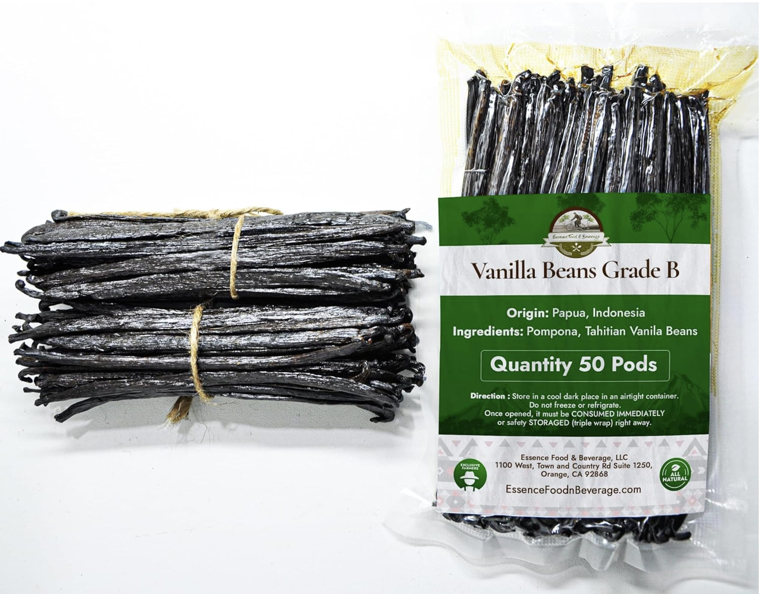 50 Aromatic Tahitian Vanilla WHF2 Beans for Making Vanilla Extract, Whole Vanilla Beans Extract ...