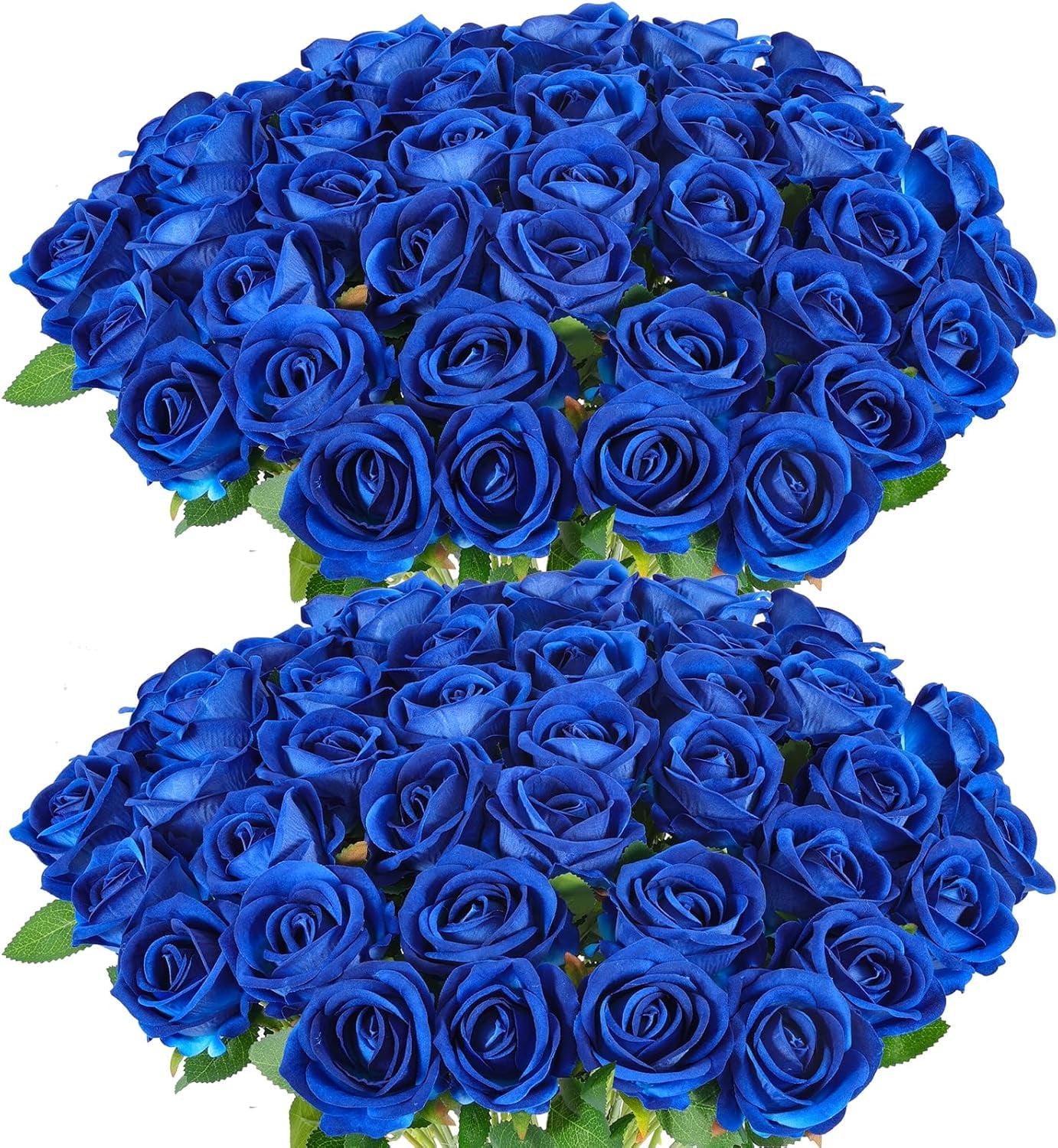50 Artificial Roses in Bulk, Fake Silk Roses Realistic Blue Roses for ...