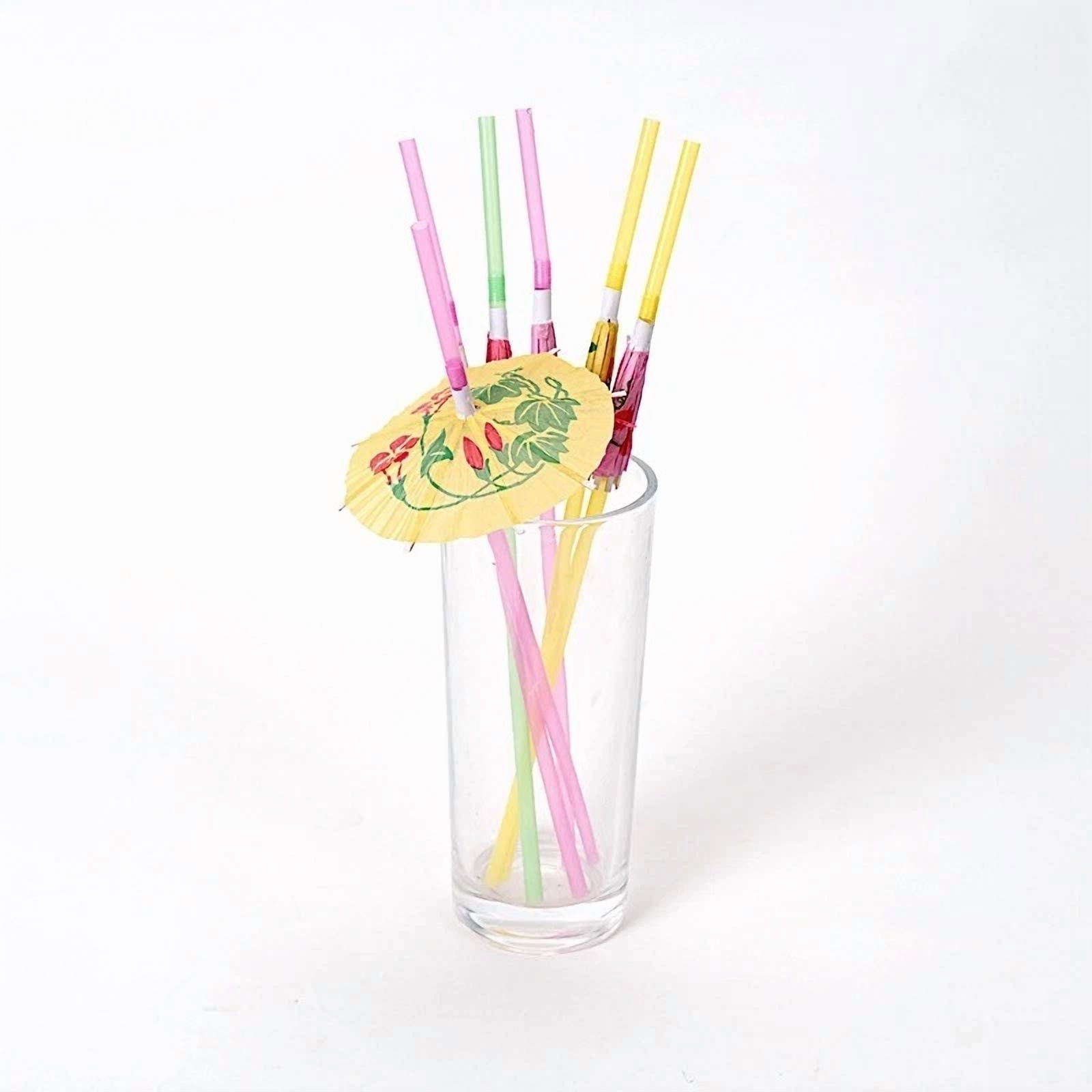 50 Assorted Mini Umbrella Disposable Plastic Drinking Straws Party ...