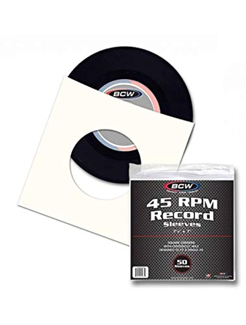 (50) BCW Brand 7' Polylined White Paper & Plastic Record Inner Sleeves ...