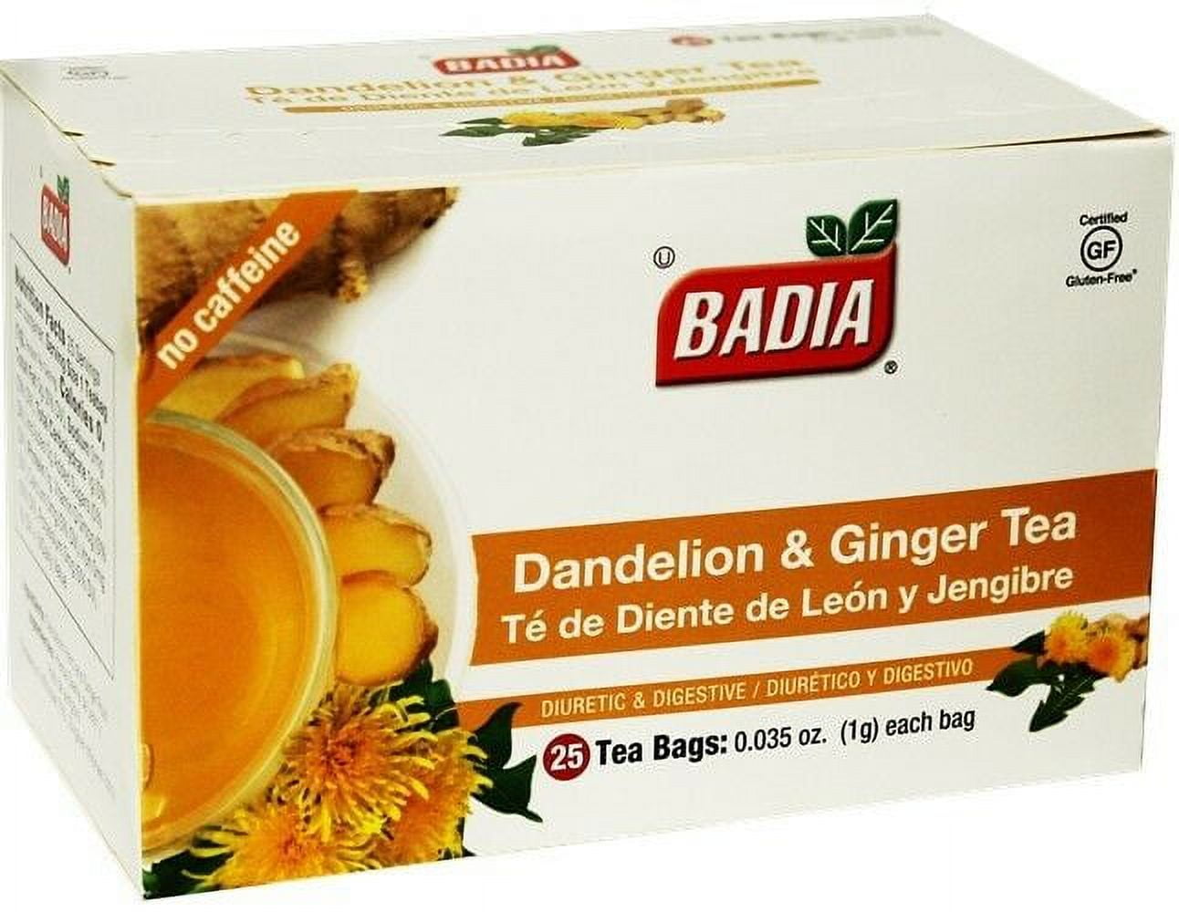 50 Bags Badia Tea Dandelion & Ginger Tea (Digestive) 2 pack of 25 bags ...