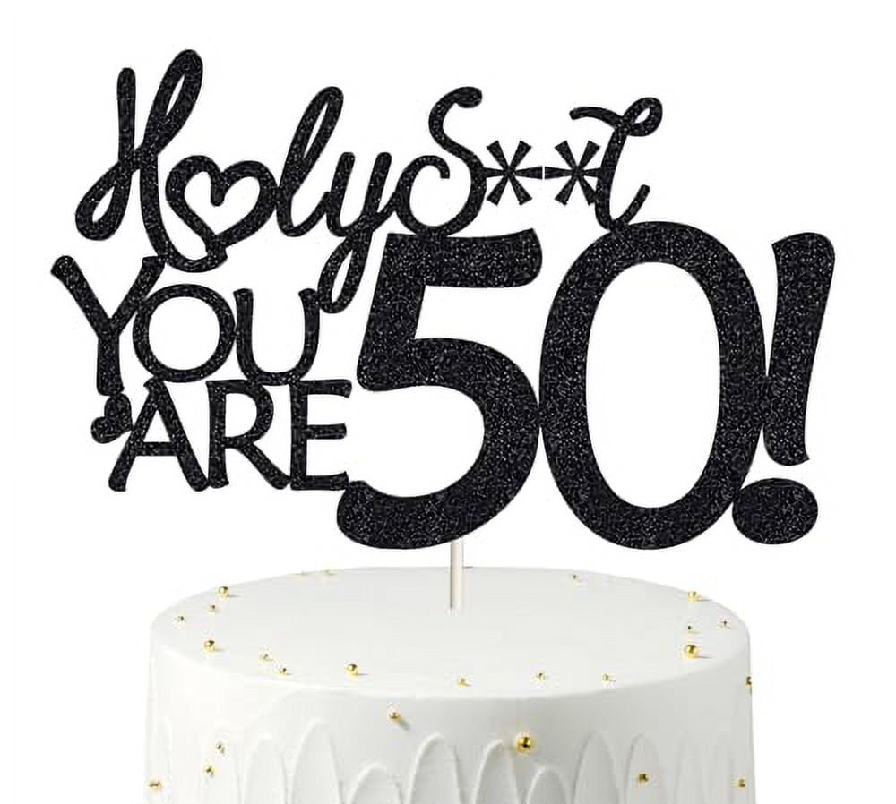 50 Birthday Cake Toppers-Black Glitter, Fifty Cake Topper, 50 cake ...