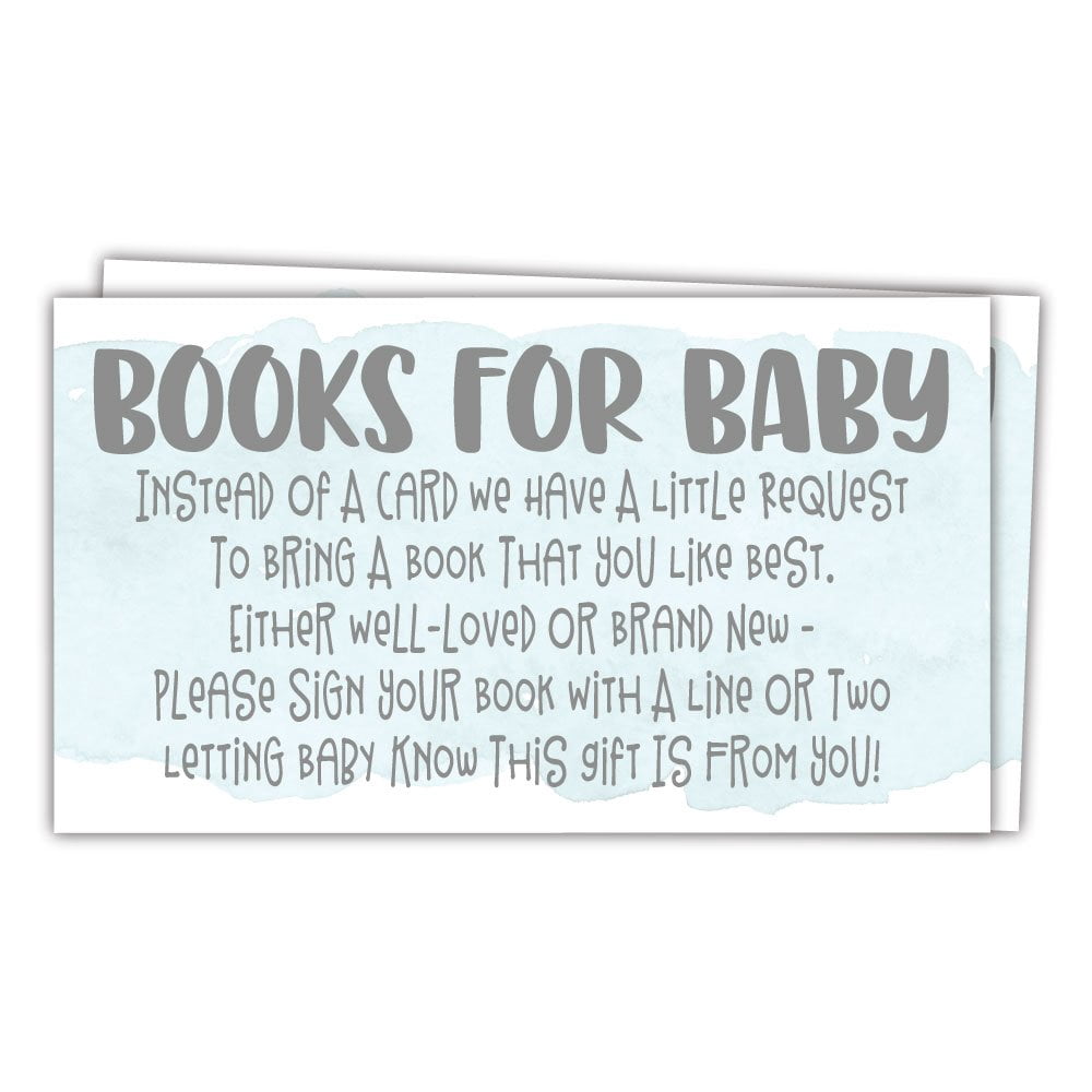 50 Blue Watercolor Books For Baby Shower Request Cards - Invitation ...