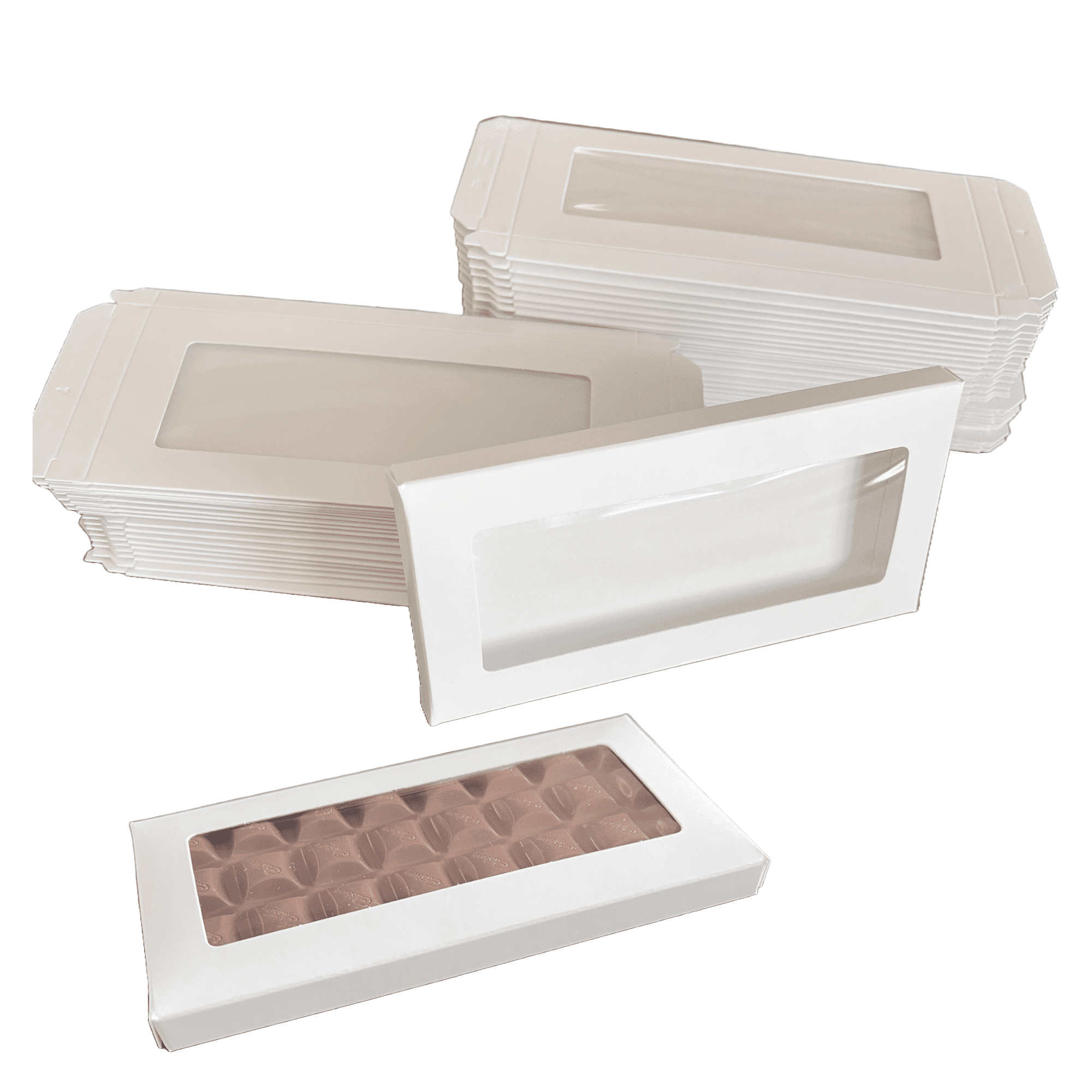 50 Boxes - Chocolate Bar Boxes - with Cello Window - Food Safe - Made ...