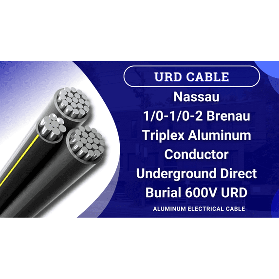 Nassau Aluminum Triplex URD Cable, 50 ft, 600V, Direct Burial, 1/0-1/0 ...