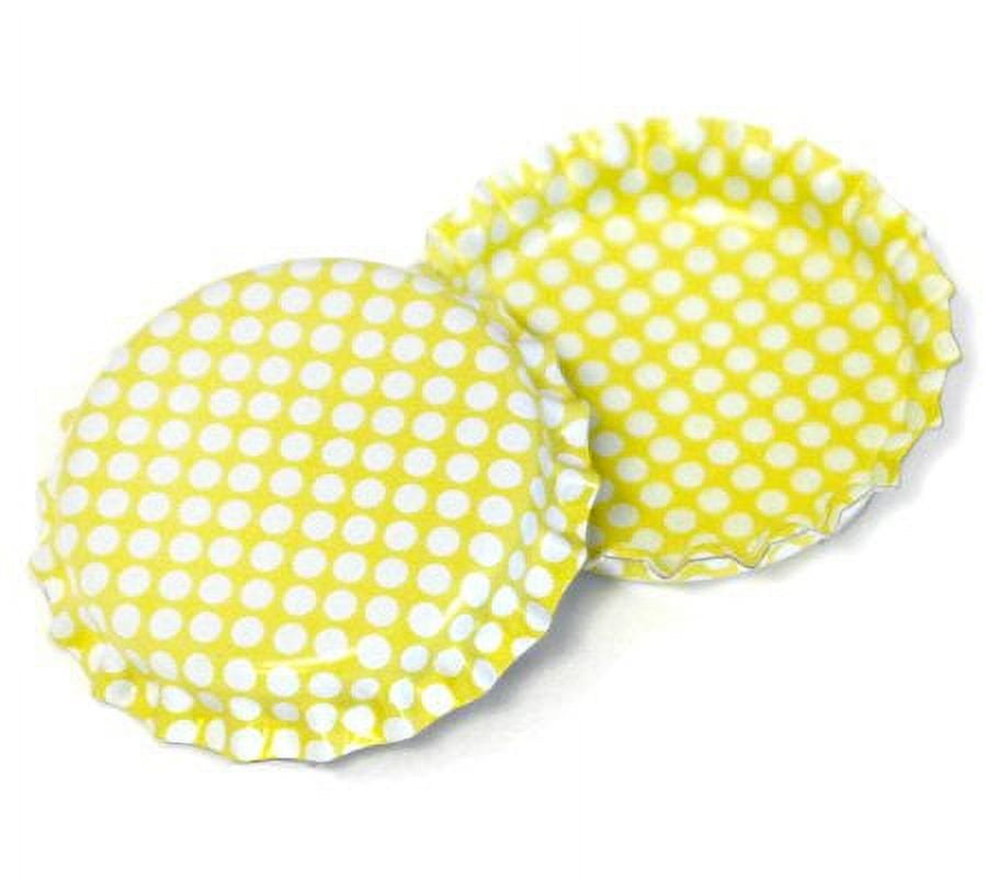 50 Bright Yellow w/White Polka Dots Bottle Caps Colors Craft Linerless ...