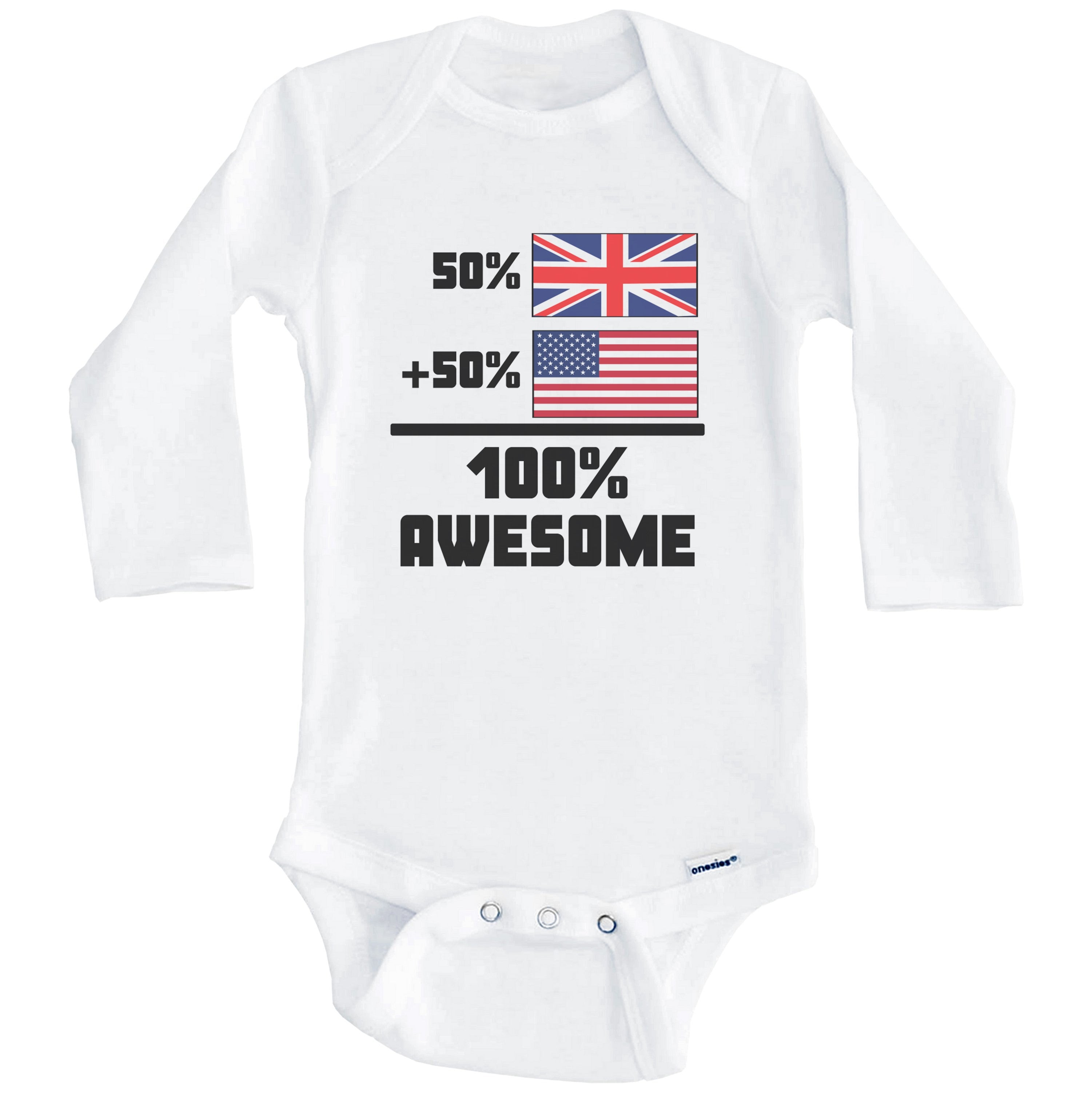 50% British 50% American 100% Awesome Funny Flag One Piece Baby ...