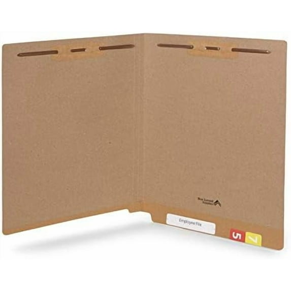 50 Brown Fastener File Folders, Reinforced Metal Pronged Tab Files ...