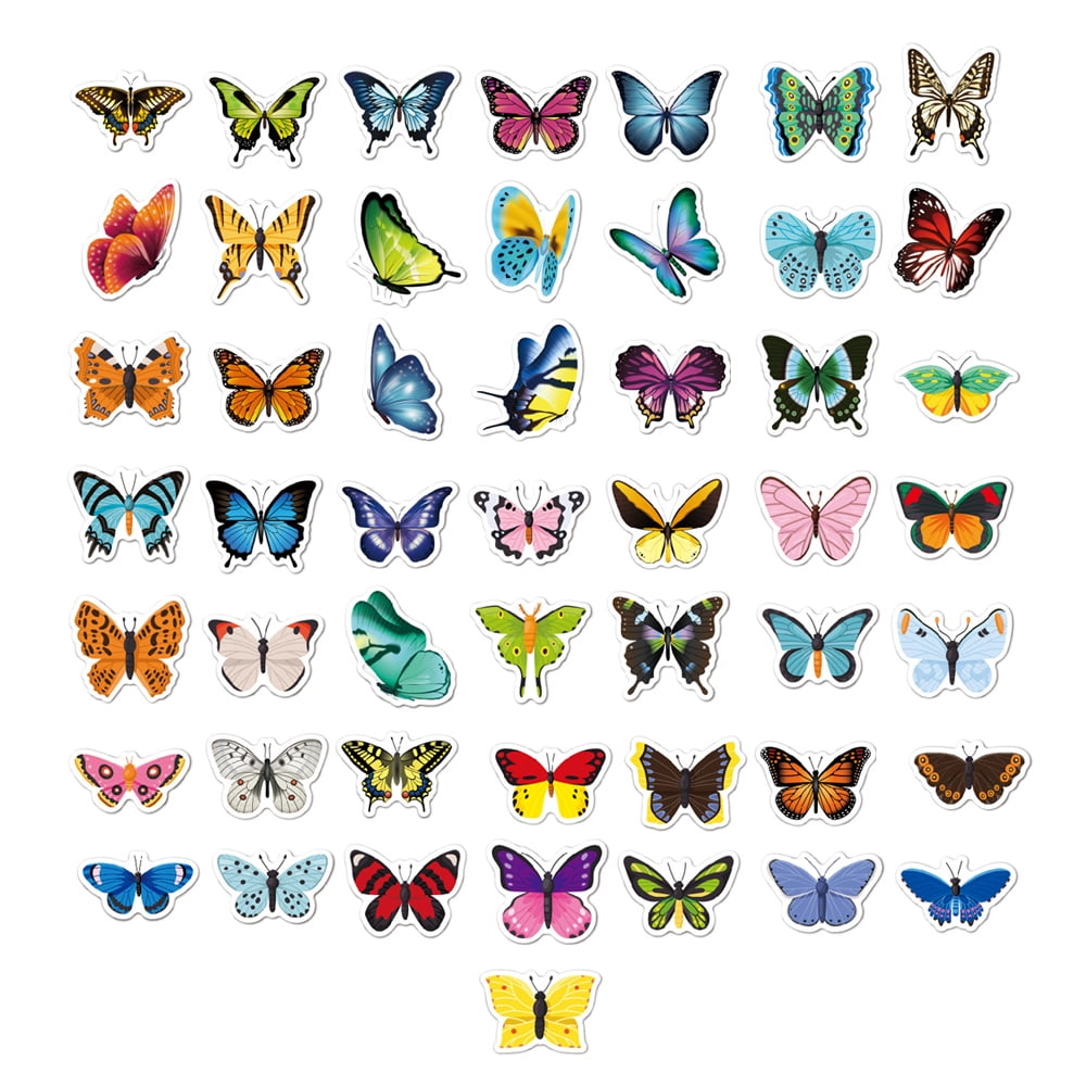 50 Butterfly Doodle Stickers, Notebooks, Water Cups, Mobile Phone ...