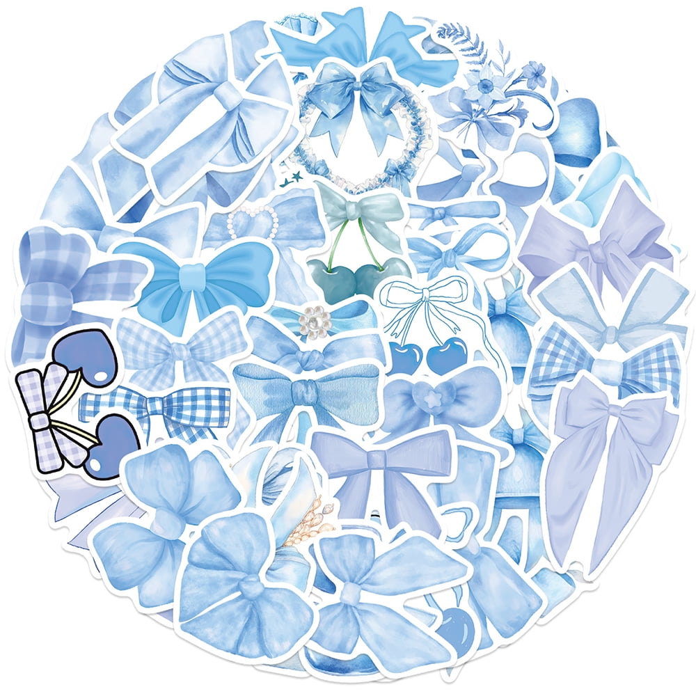 50 Cartoon Blue Bow Graffiti Stickers DIY Decoration Guitar Notebook ...