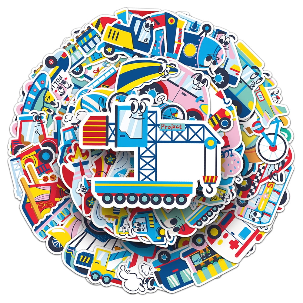 50 Cartoon Transportation Stickers, Cute and Creative Waterproof Gouka ...