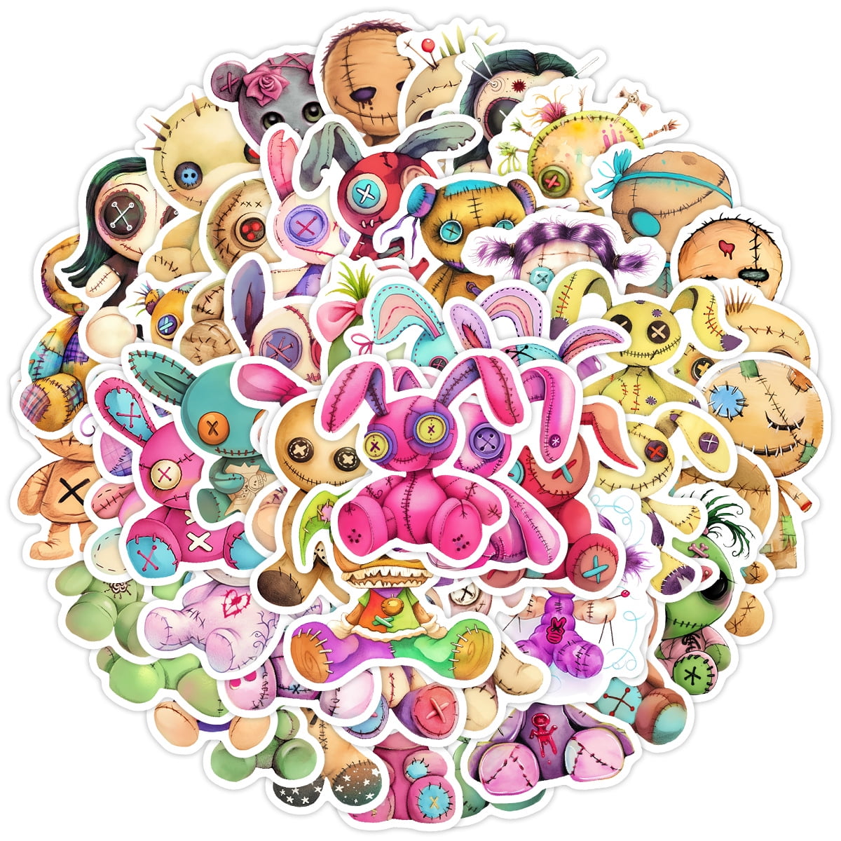 50 Cartoon V-oodoo Doll Graffiti Stickers Creative Doll Stickers Mobile ...