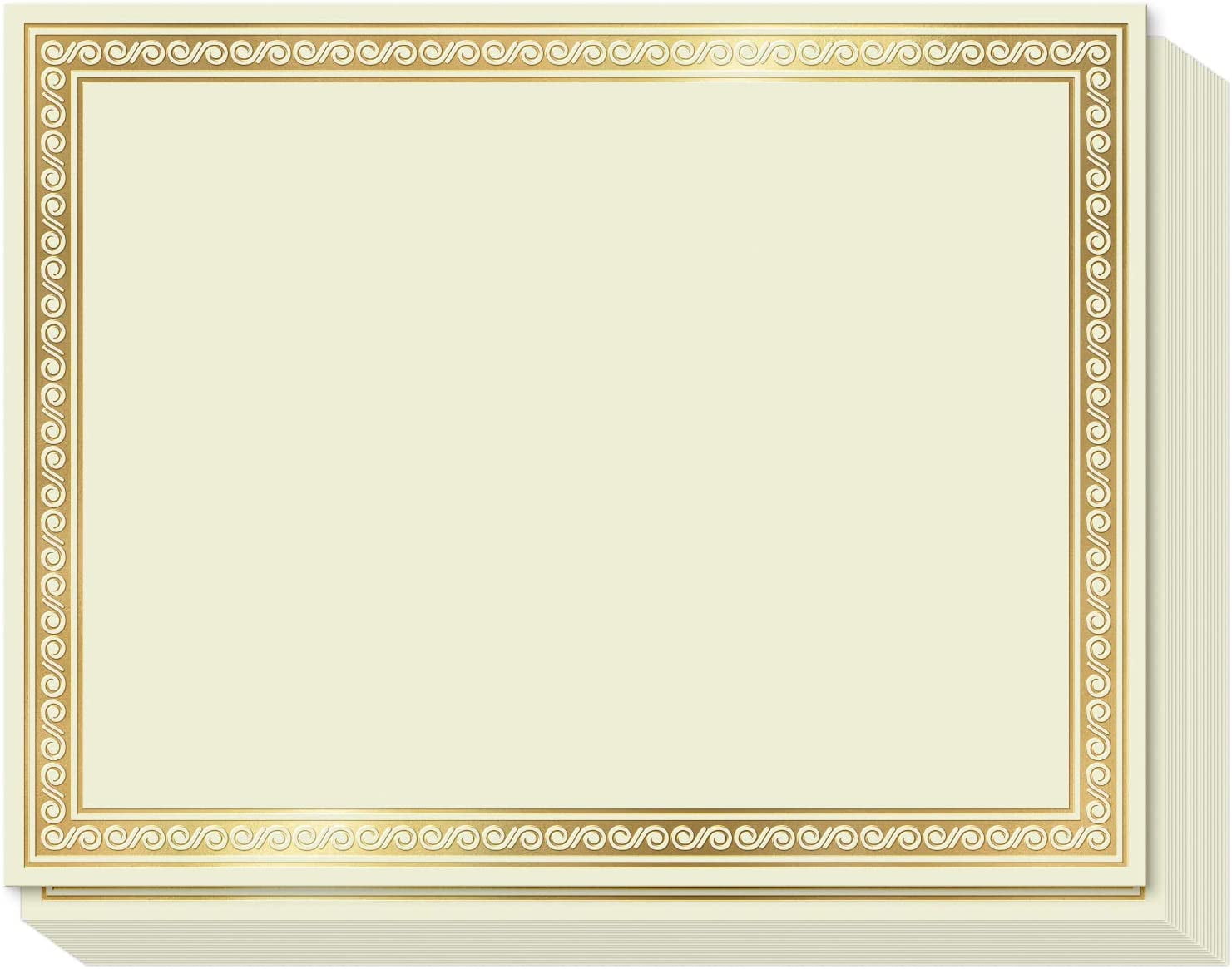 50 Certificate Paper 8.5 x 11 for Printing, 180gsm Cardstock Gold ...
