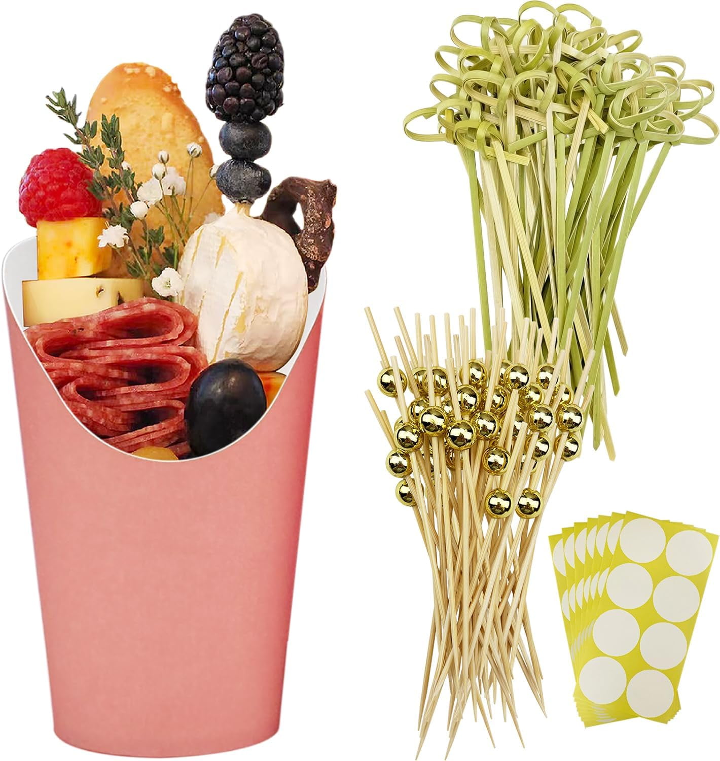 50 Charcuterie Cups + 200 Cocktail Picks + 56 Labels, 12 oz Disposable ...