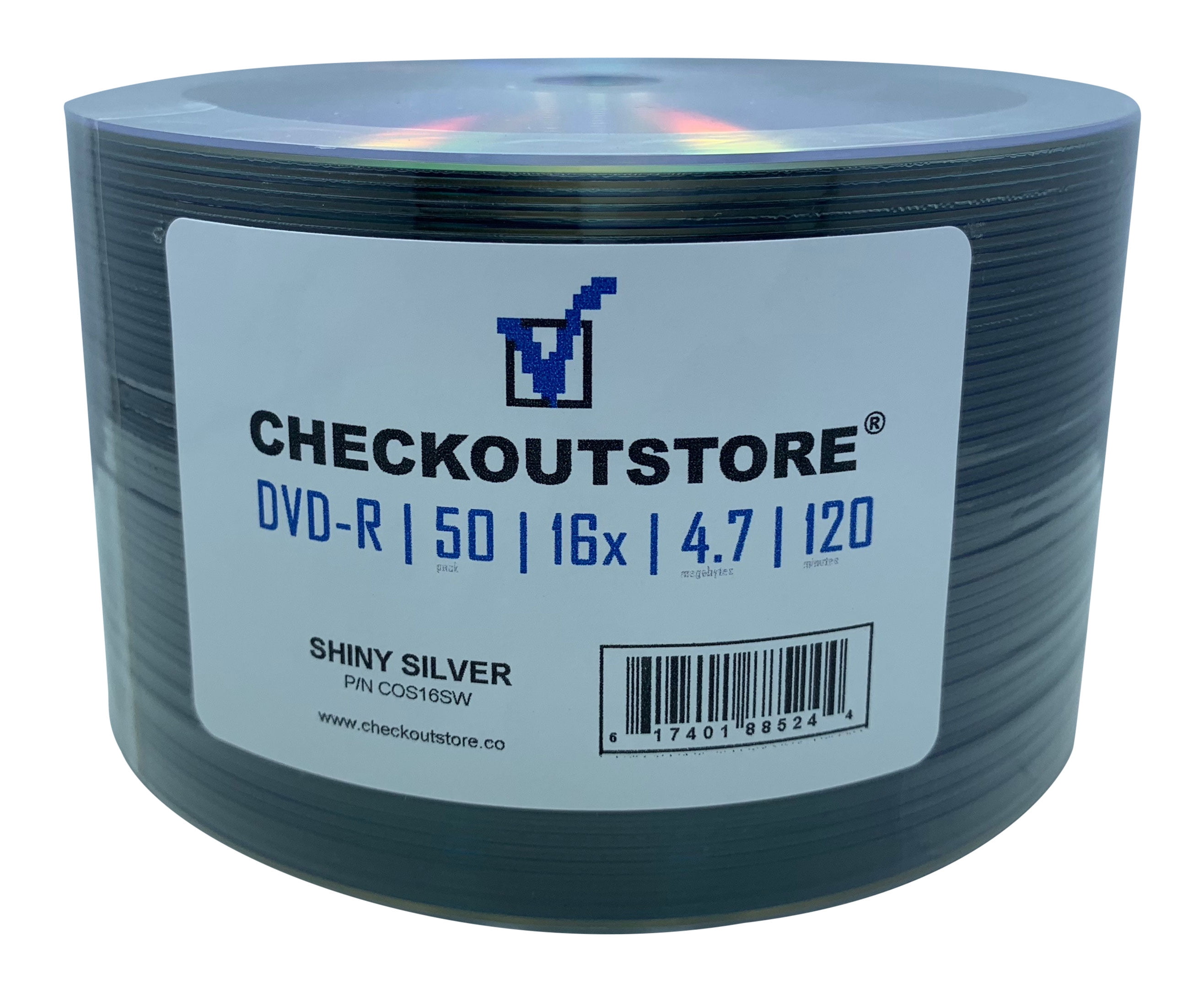 (50) CheckOutStore Premium 16x DVD-R 4.7GB in Tape Wrap (Shiny Silver ...