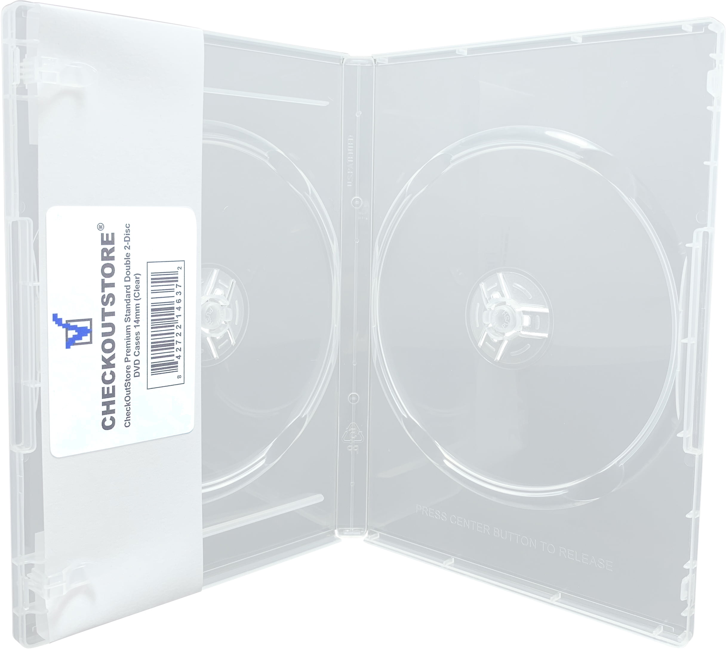 (50) CheckOutStore Premium Standard Double 2-Disc DVD Cases 14mm (Clear ...