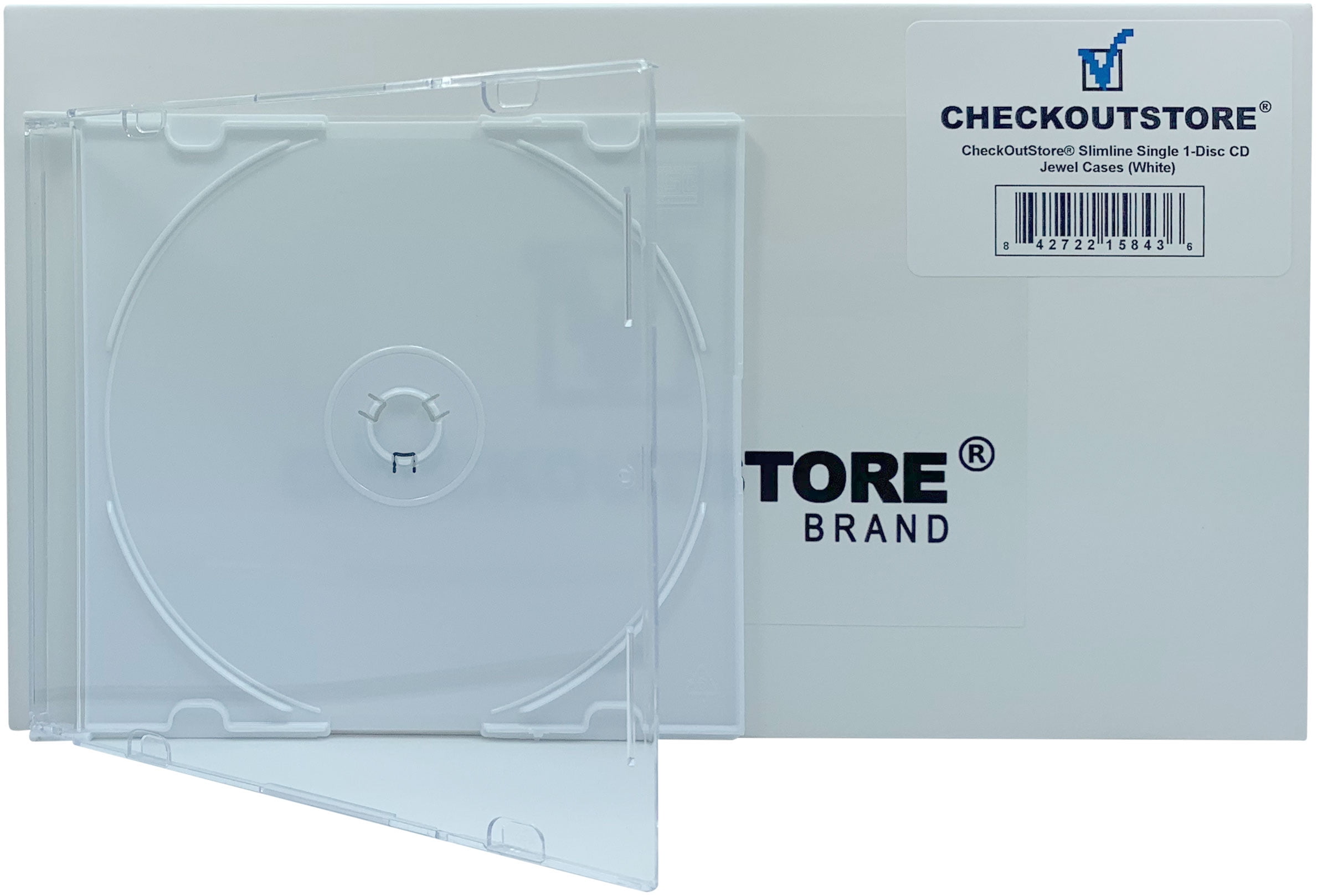 (50) CheckOutStore Slimline Single 1-Disc CD Jewel Cases (White ...