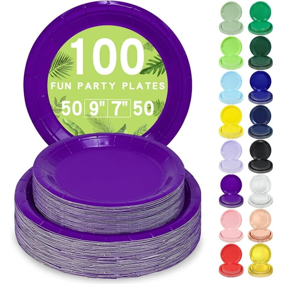 50 Checkered Paper Plates Set Includes 25-9" & 25-7" Disposable ...