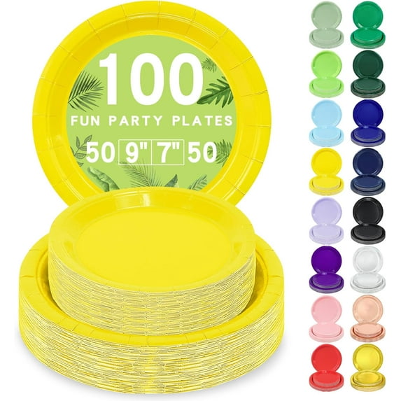 50 Checkered Paper Plates Set Includes 25-9" & 25-7" Disposable ...