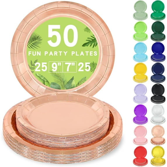 50 Checkered Paper Plates Set Includes 25-9" & 25-7" Disposable ...