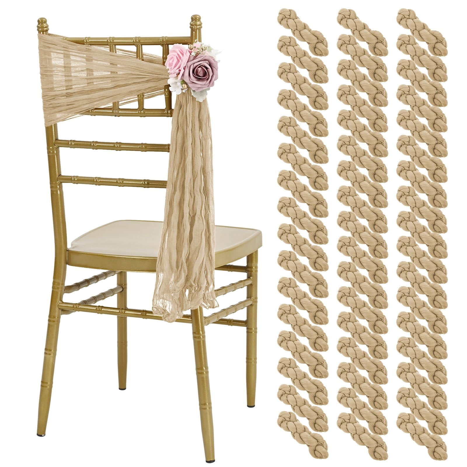 50 Cheesecloth Chair Sashes Bows Designed Chairsashes 15.7x70 Inch For ...