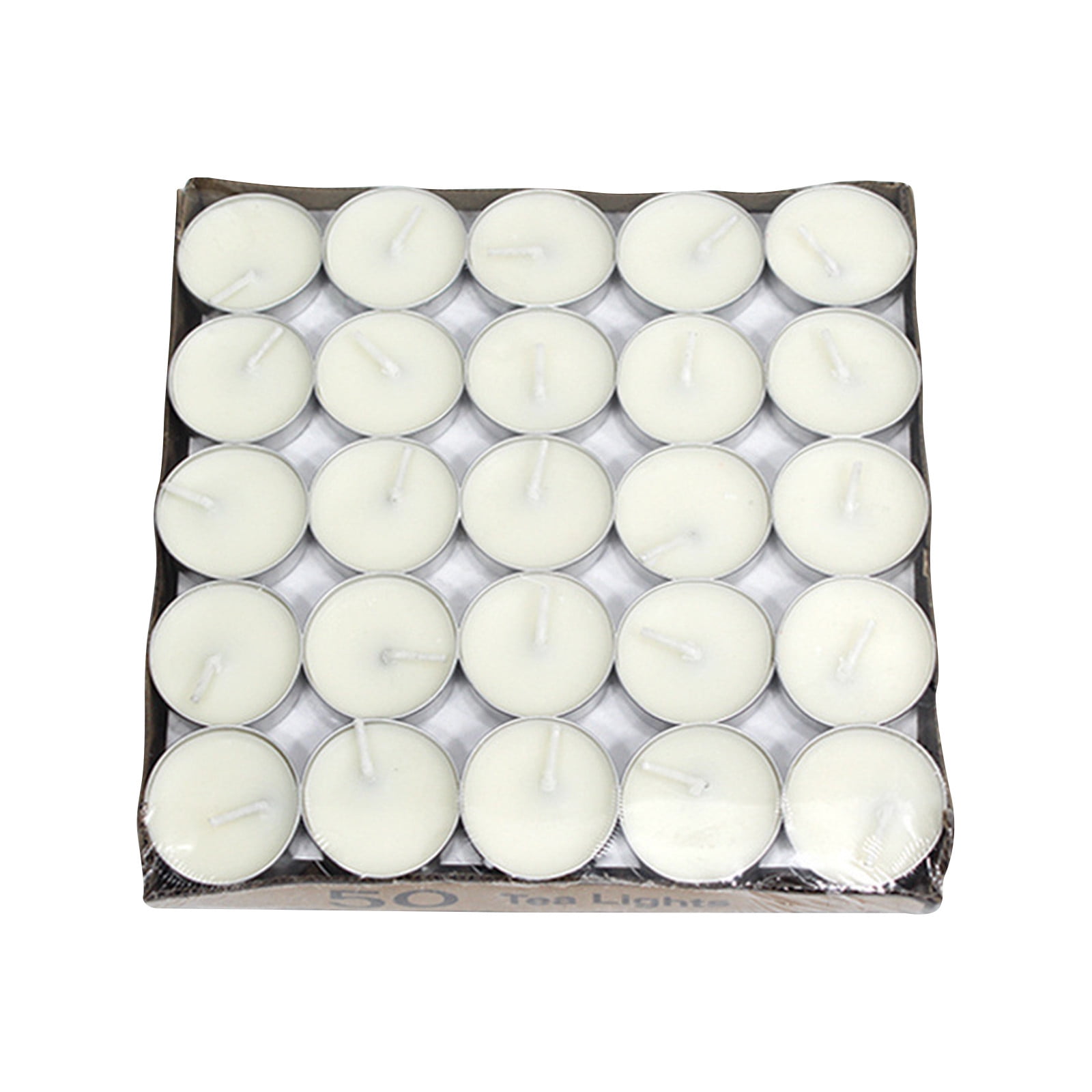 50 Citronella Scented Tea Lights - Smokeless Round White Insect ...