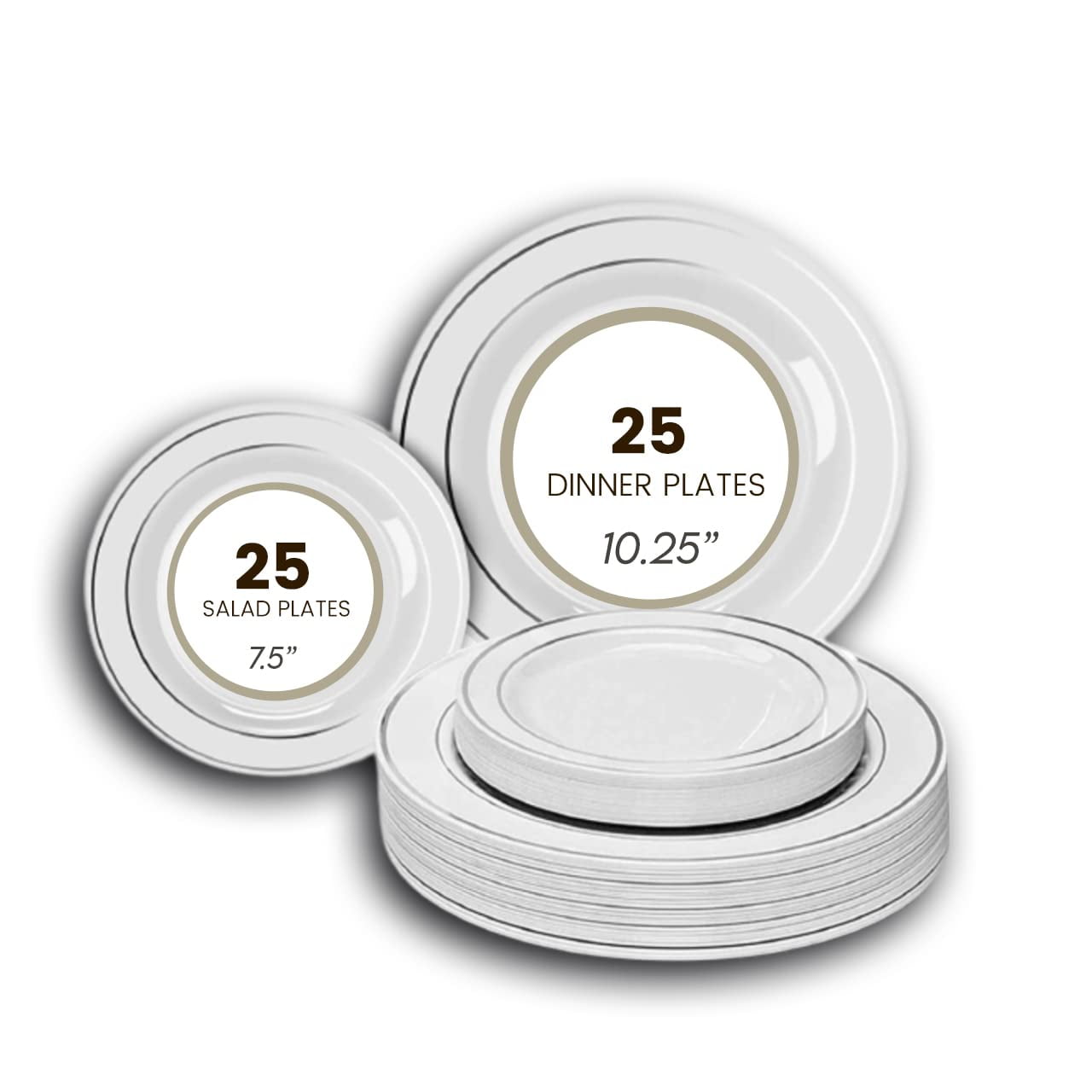 50 Classy Disposable Plastic OIF8 Plates, 25 Pieces of 10.25 Inch and ...