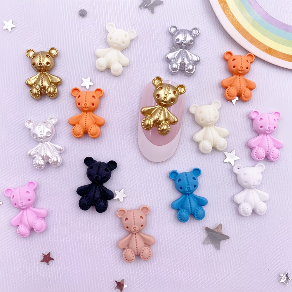50 Colorful Bear Shape Resin Rhinestones for Nail Art, Scrapbooking ...