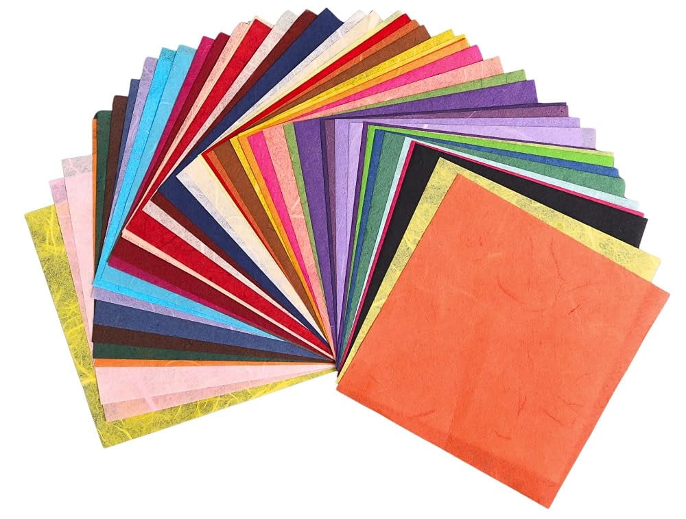 50 Colors 50 Sheets KEF16 Natural Fiber Mulberry paper Sheets Square ...