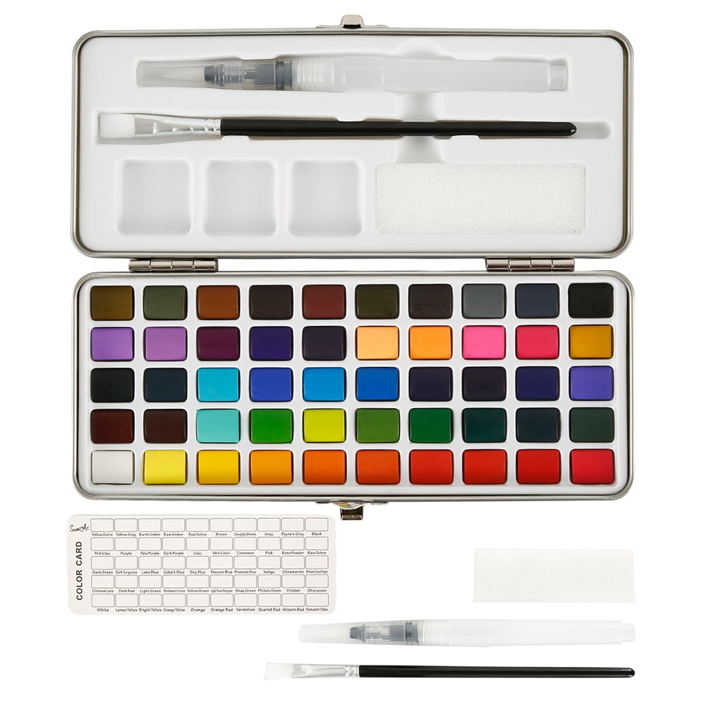 50 Colors Watercolor Paint Set,Watercolor Pan Set,Professional Portable ...