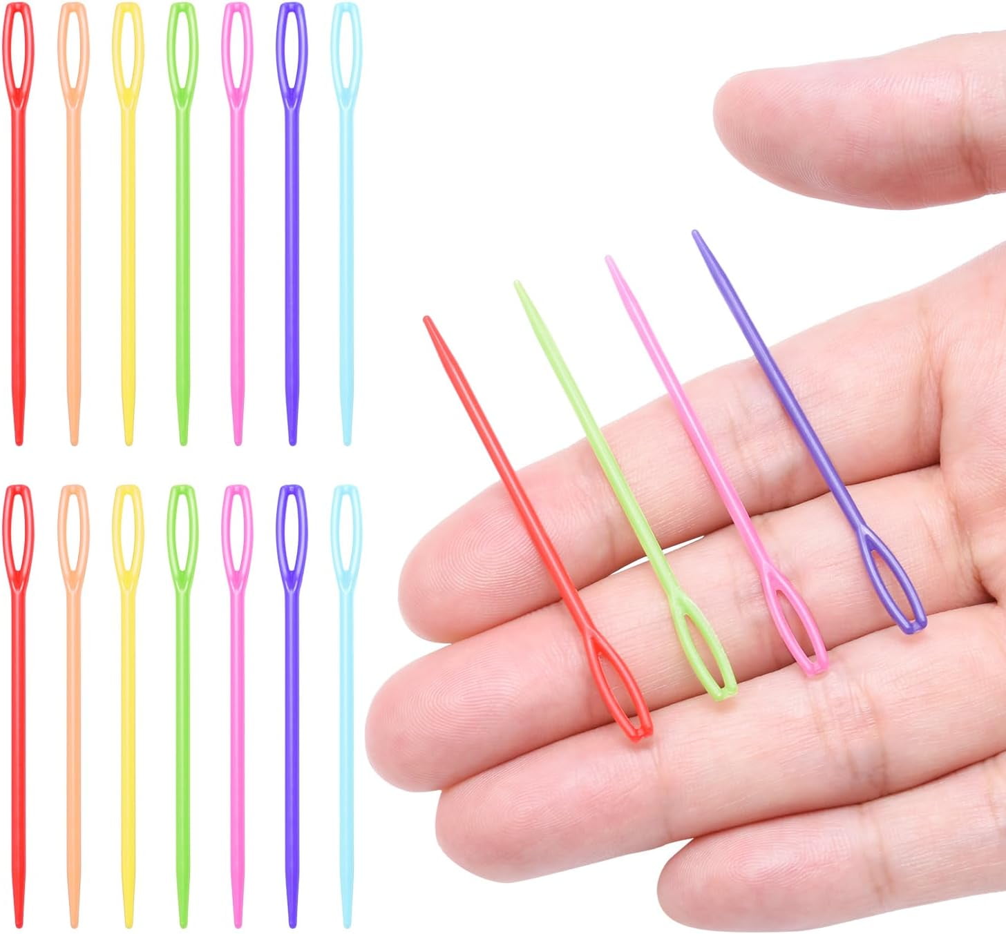 50 Count 2 Inch Plastic Yarn Needles for Kids, Large Eye Sewing Crochet ...