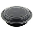 [50 Count] 32 oz Black Plastic Meal Prep Containers with Lids - Round ...