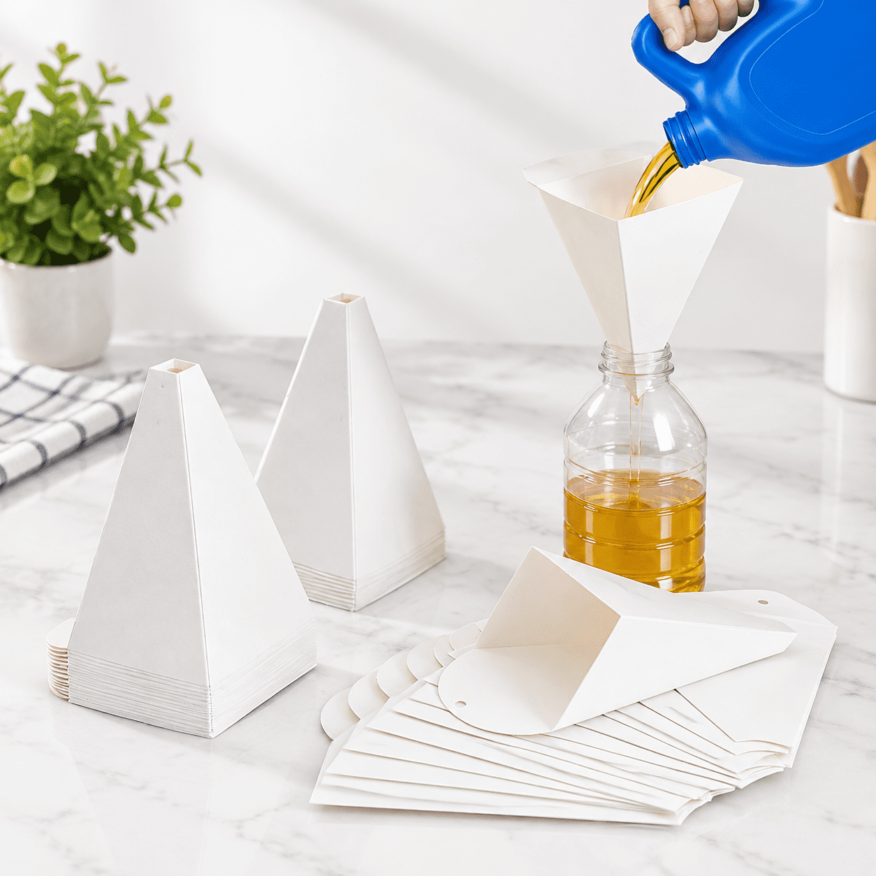 50 Count 8 Oz Disposable Foldable Paper Funnels With 10 Dust Bags ...