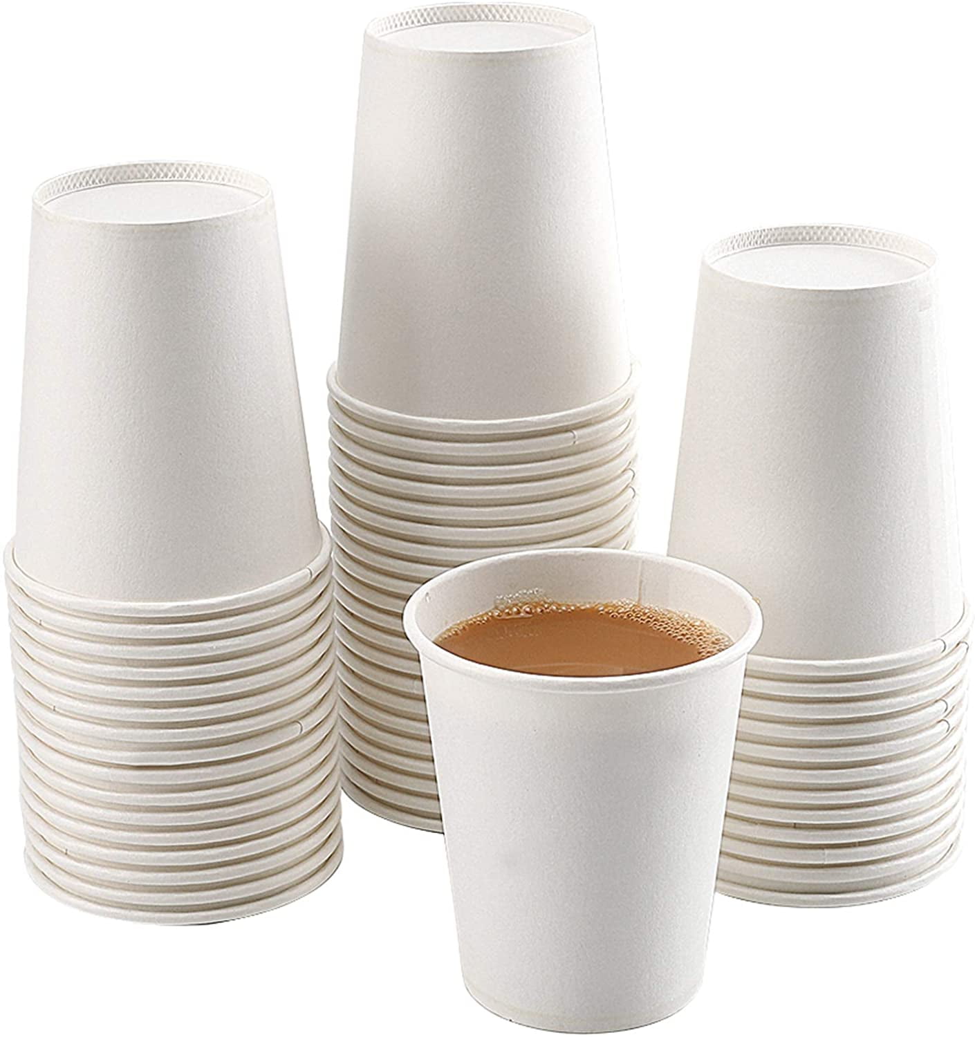 50 Count - 8 oz. White Paper Disposable Cups Hot/Cold Beverage Drinking ...