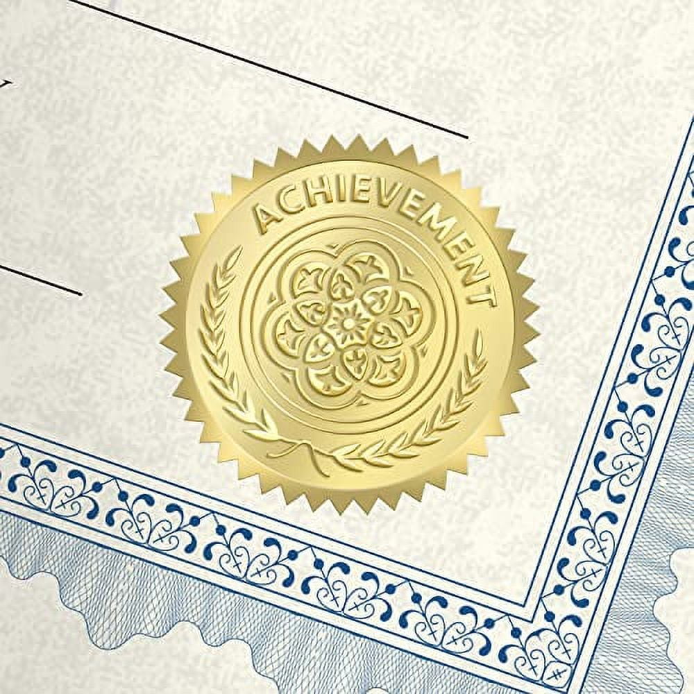 50 Count, Achievement Certificate Seals, Easy Peel, Gold Foil Embossed ...