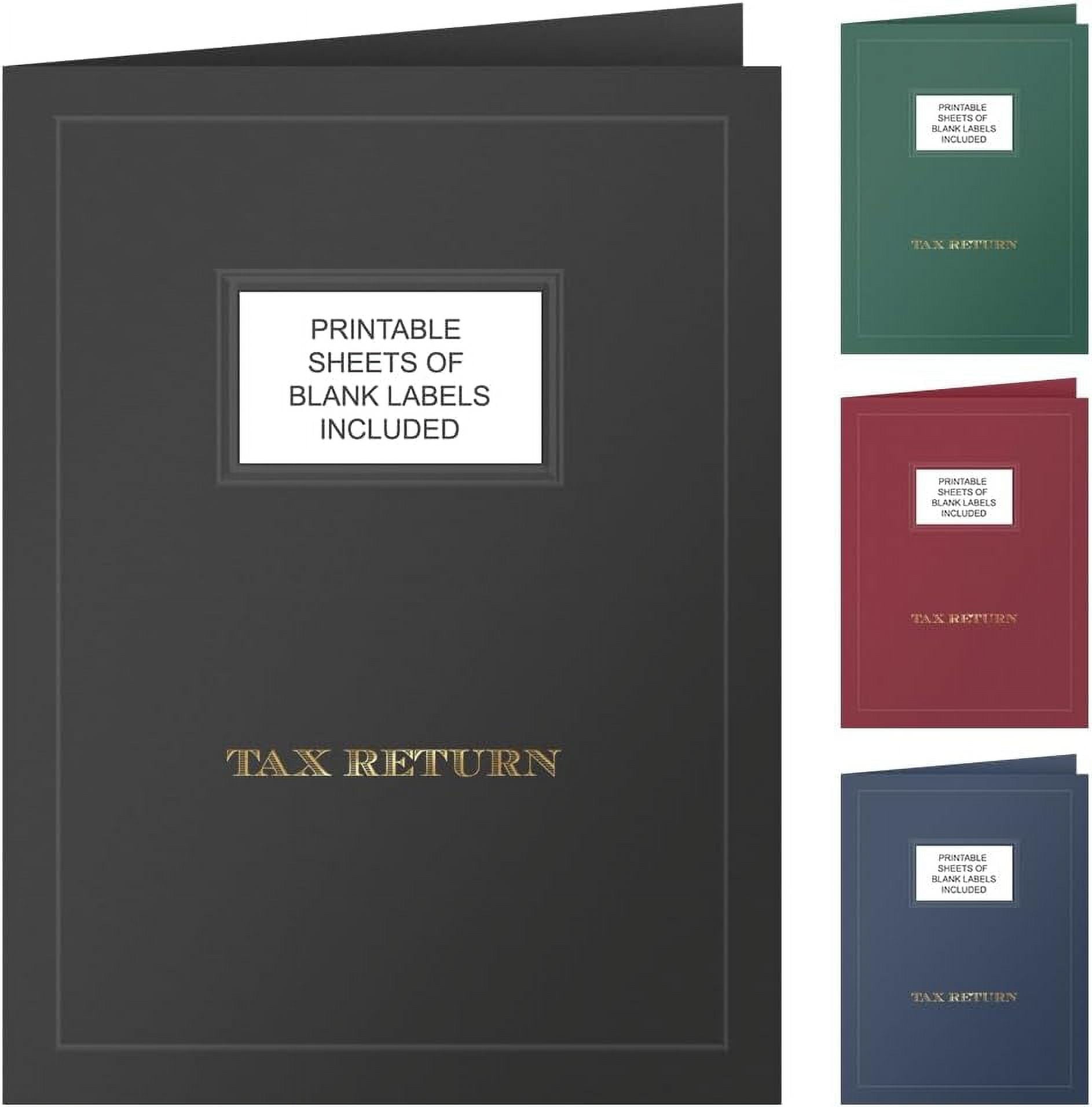50 Count, Black, Tax Return Pocket Folders, Gold Foil with Customizable ...