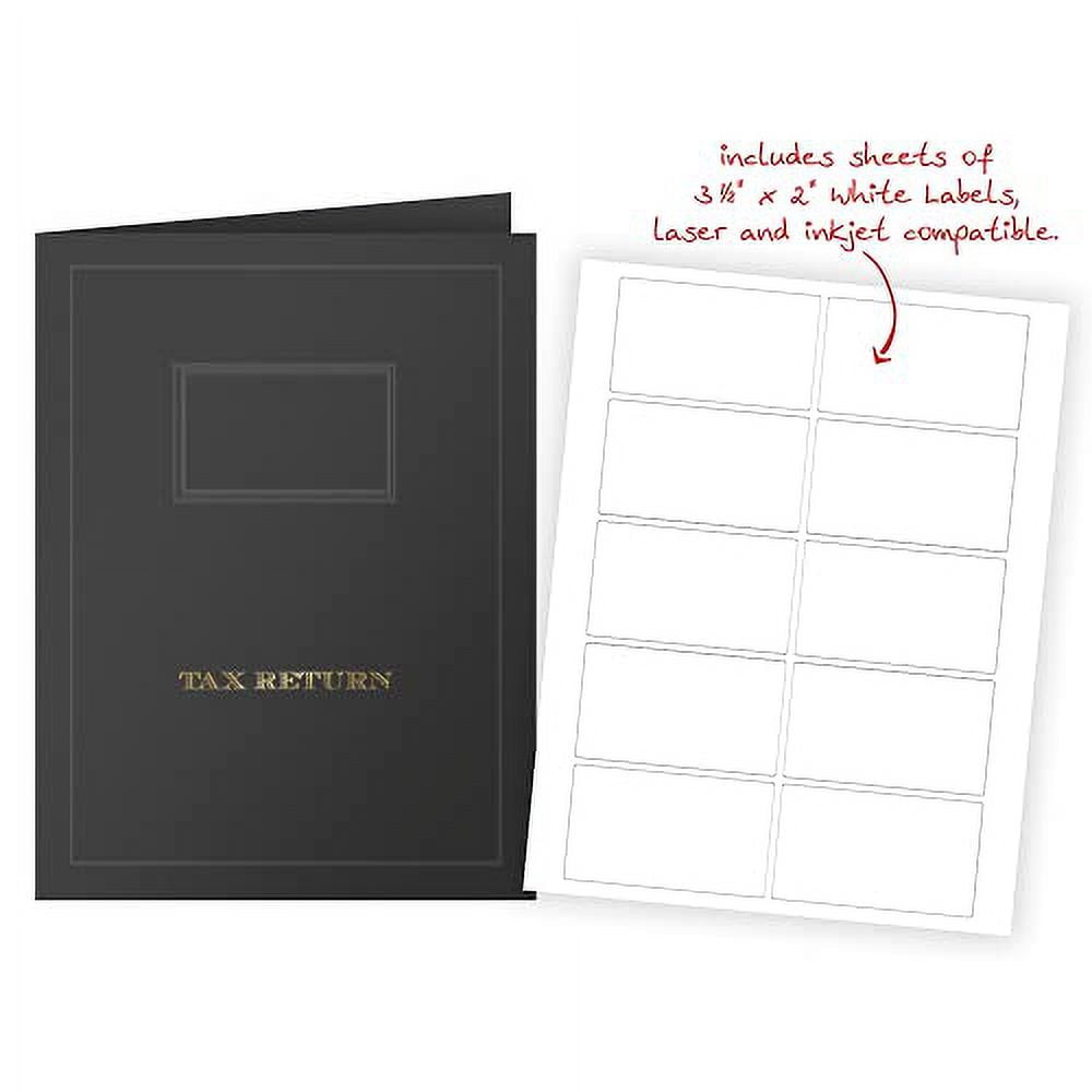 50 Count, Black, Tax Return Pocket Folders, Gold Foil with Customizable ...