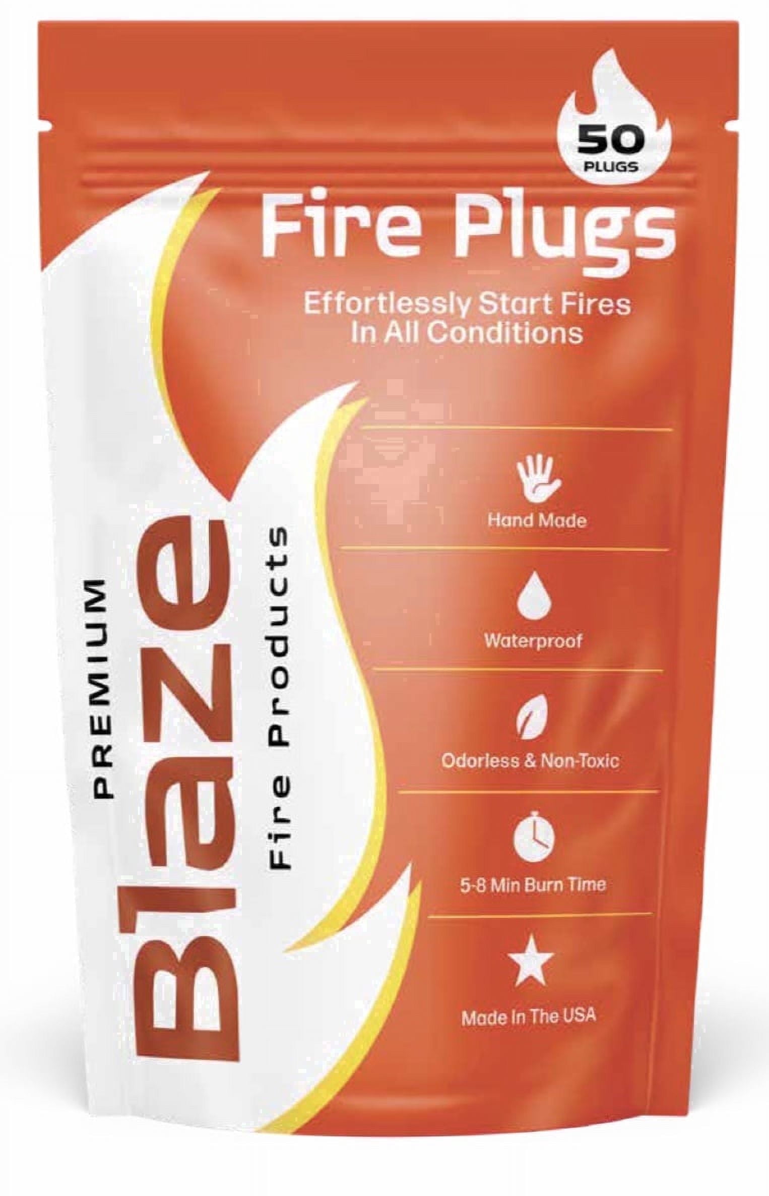 Blaze Fire Plugs, 50-Count Waterproof Handmade Fire Starters, 5-8 ...
