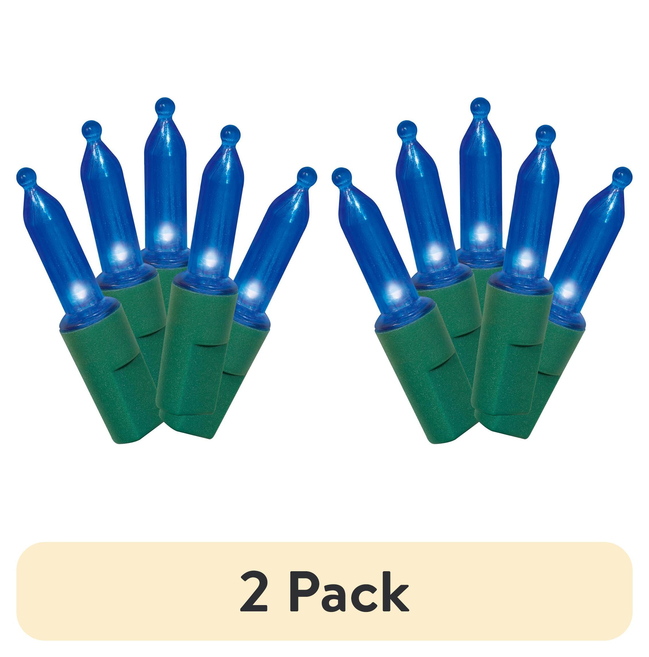 (2 pack) 50-Count Blue LED Mini Christmas Lights with Green Wire, 11 ...