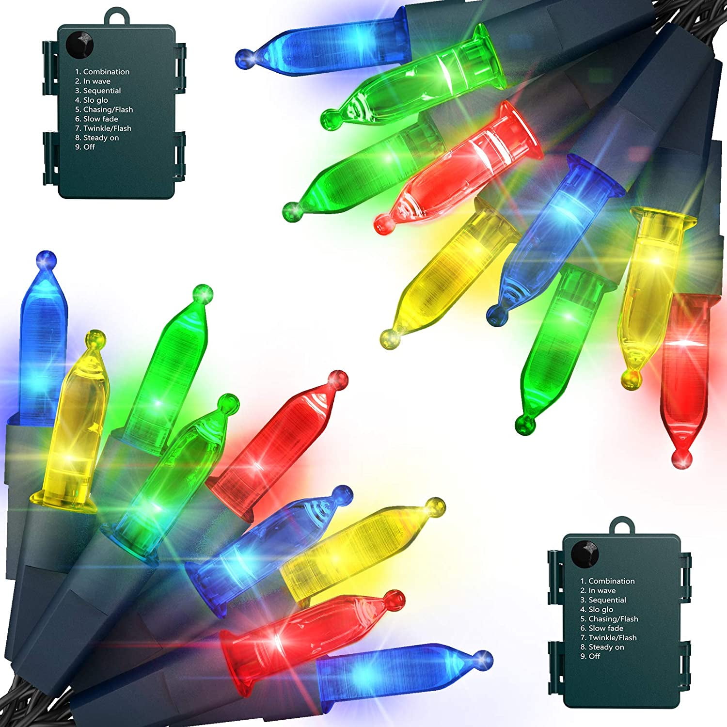 50-Count Christmas Lights, 2 Pack Battery Powered Mini String Lights ...