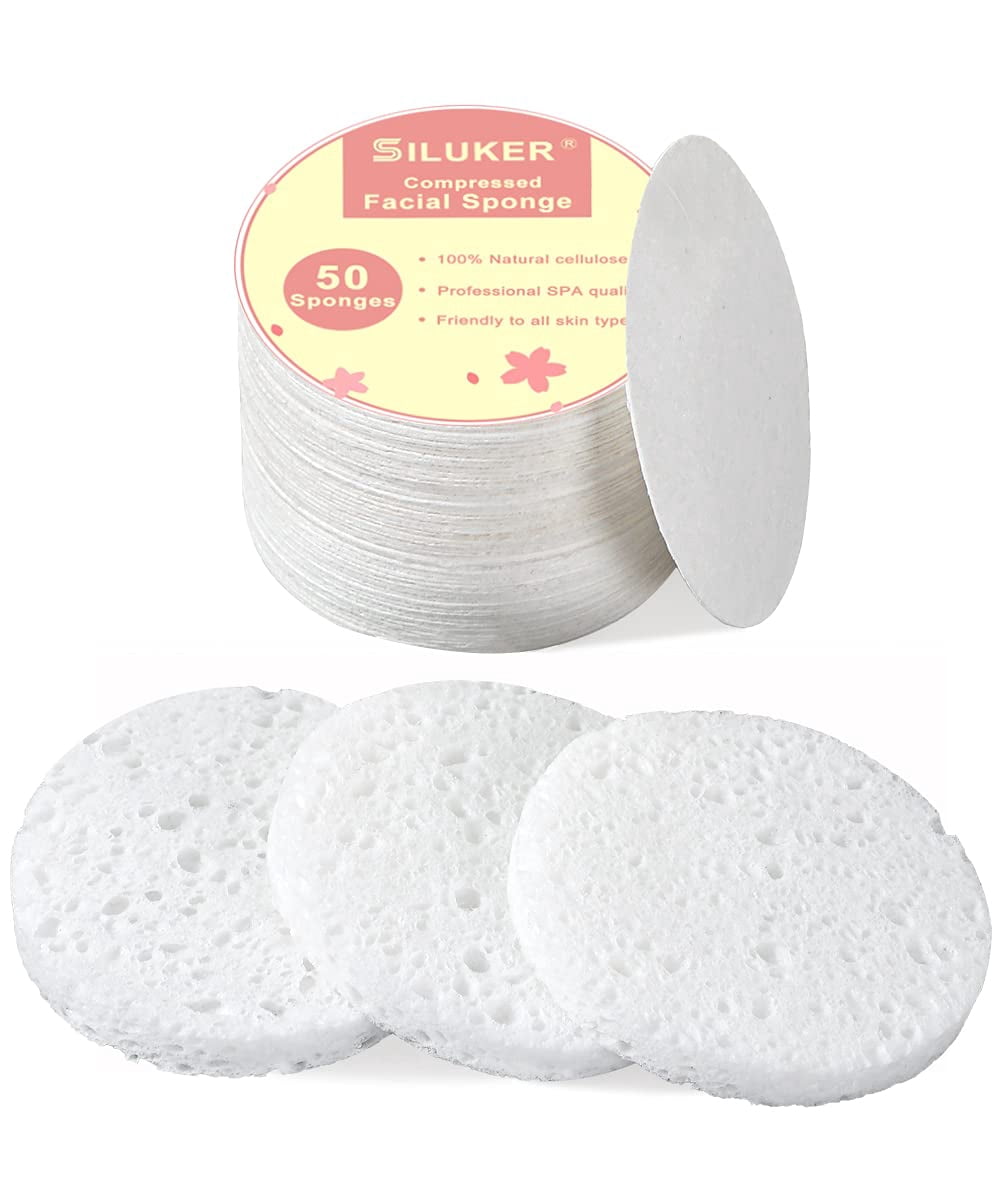 50-Count Compressed Facial Sponges SSF20 for Daily Cleansing and Gentle ...