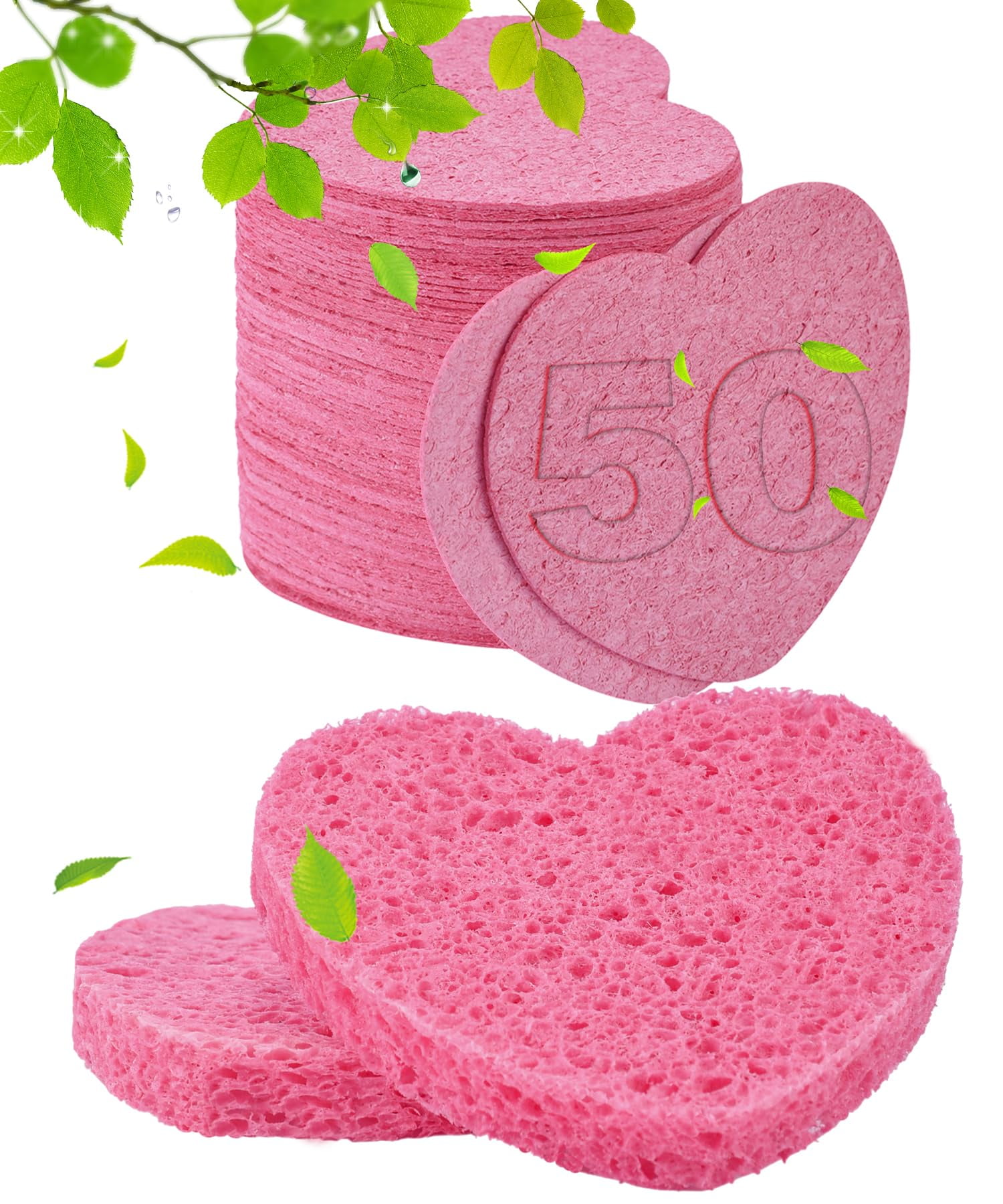 50-Count Compressed Facial Sponges SSF20 for Estheticians- 100% Natural ...