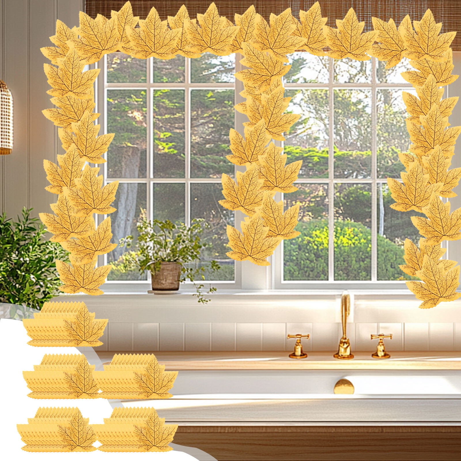 50-Count Faux Maple Leaves for Fall Decor - Realistic Artificial Autumn ...